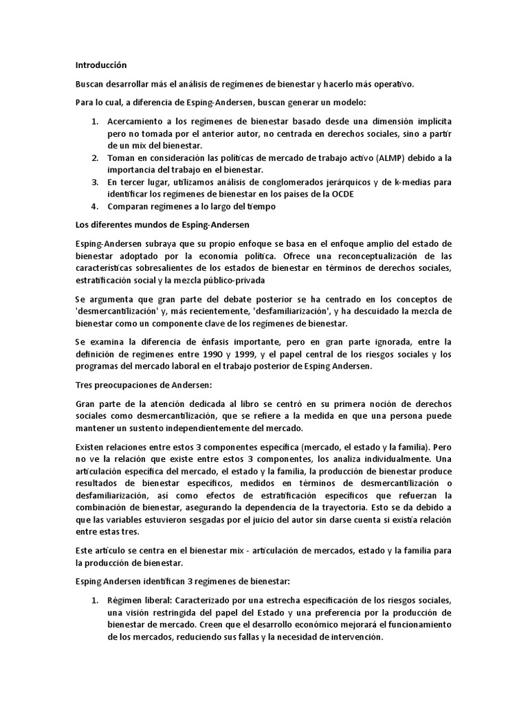 Welfare Regimess and Welfare Mix - Powell y Barrientos | PDF | Estado ...