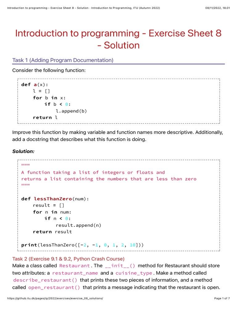 Introduction To Programming - Exercise Sheet 8 - Solution Introduction ...