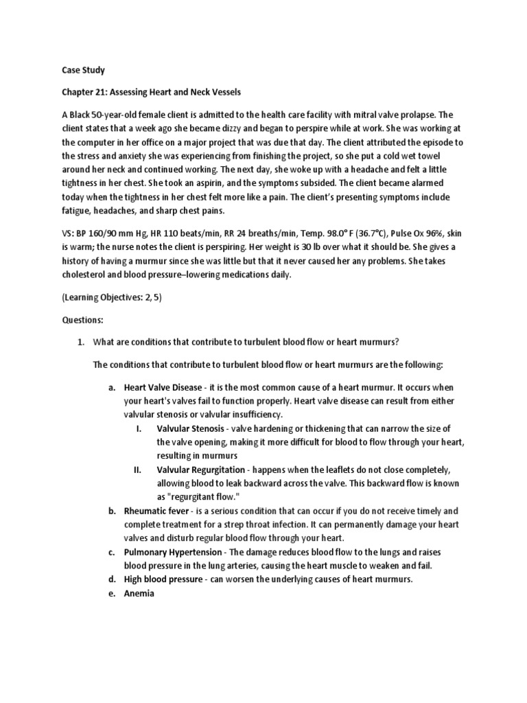 Case Study (Assessing Heart and Neck Vessels) | PDF | Heart | Coronary ...