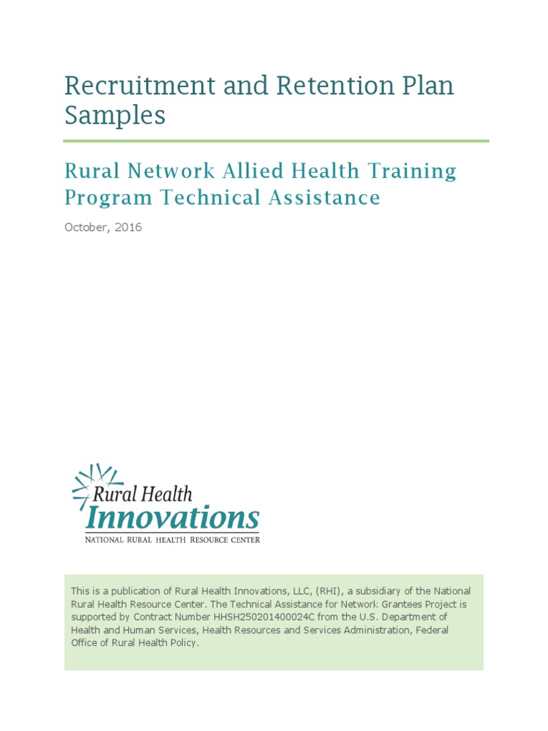 Recruitment and Retention Plan Sample - 10-2016 | PDF