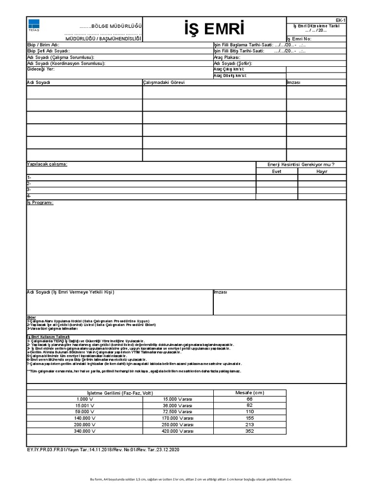 Ek-1 İş Emri | PDF