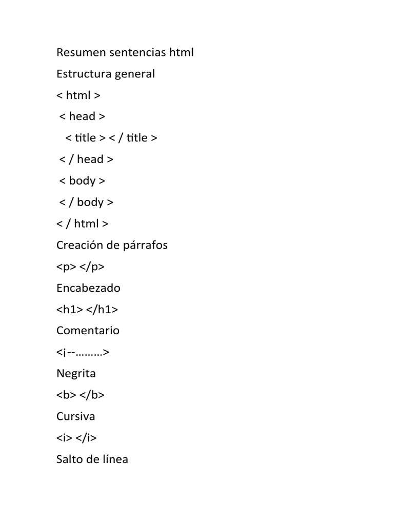 Resumen Sentencias HTML | PDF | HTML | Internet