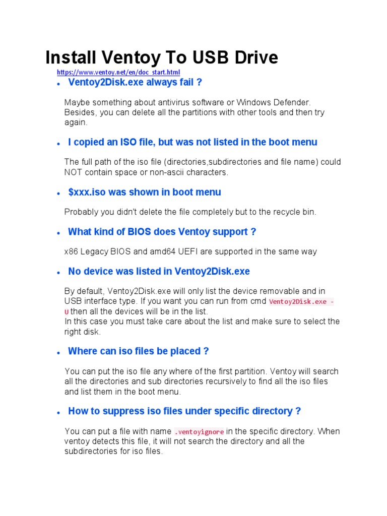 Install Ventoy To USB Drive | PDF