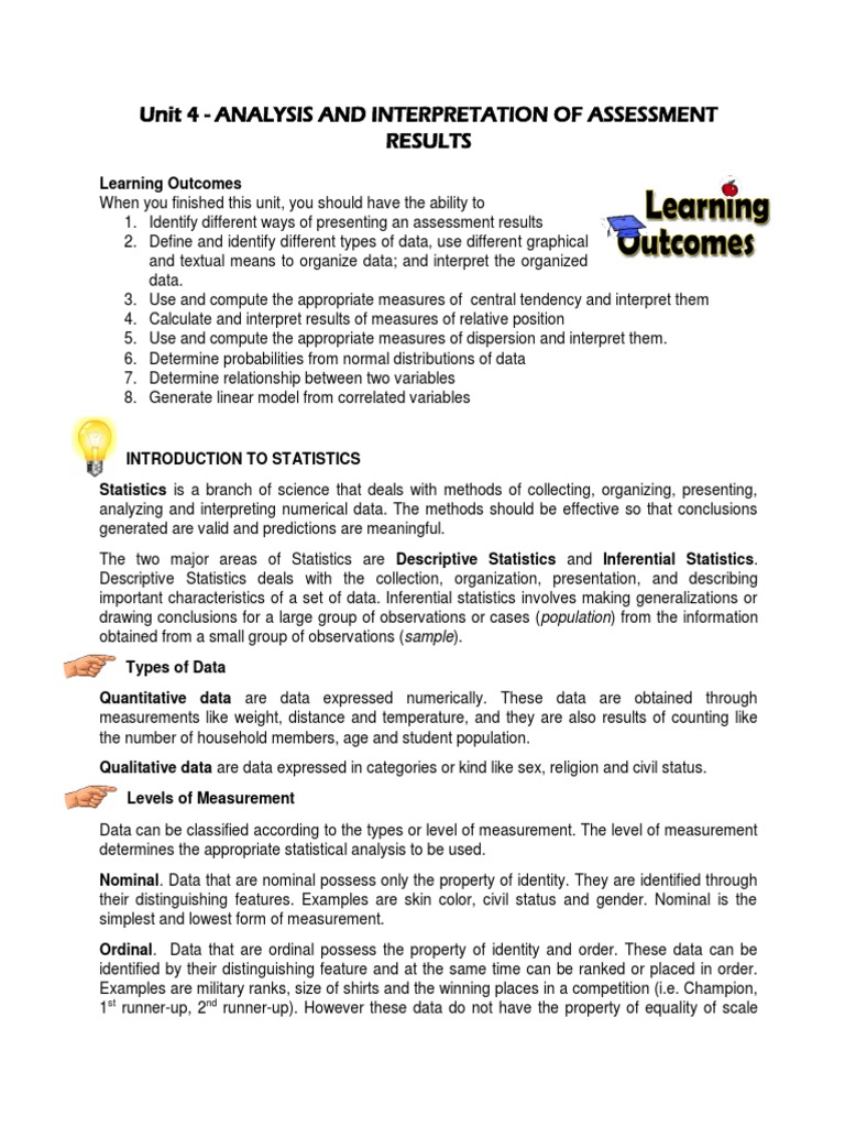 Final Educ 107 Unit 4 ANALYSIS AND INTERPRETATION OF ASSESSMENT RESULTS ...