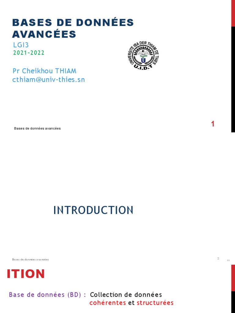 Cours 1 BD Avancees | PDF | Base de données relationnelle | Bases de ... Cours 1 BD Avancees | PDF | Base de données relationnelle | Bases de ...