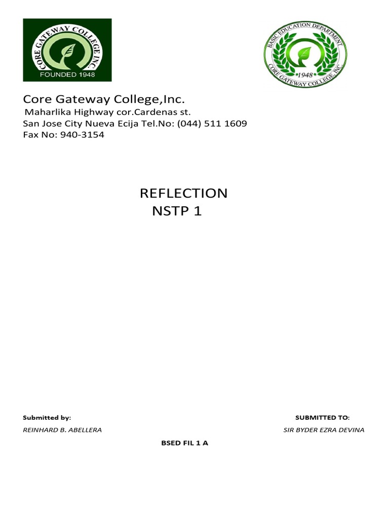 Reflection NSTP 1: Core Gateway College, Inc | PDF
