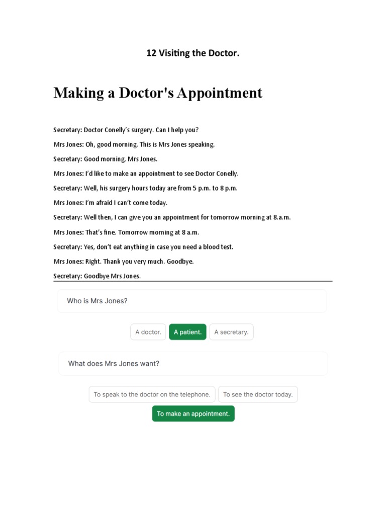 12 Visiting The Doctor | PDF | Question | Verb