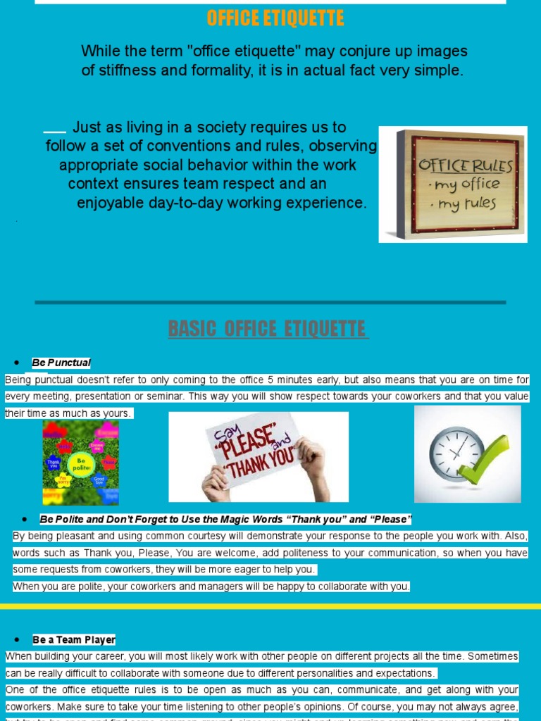 PSP Office Etiquette | PDF | Etiquette | Psychological Concepts