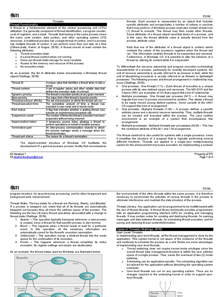 03 Handout 1 Pdf Thread Computing Process Computing