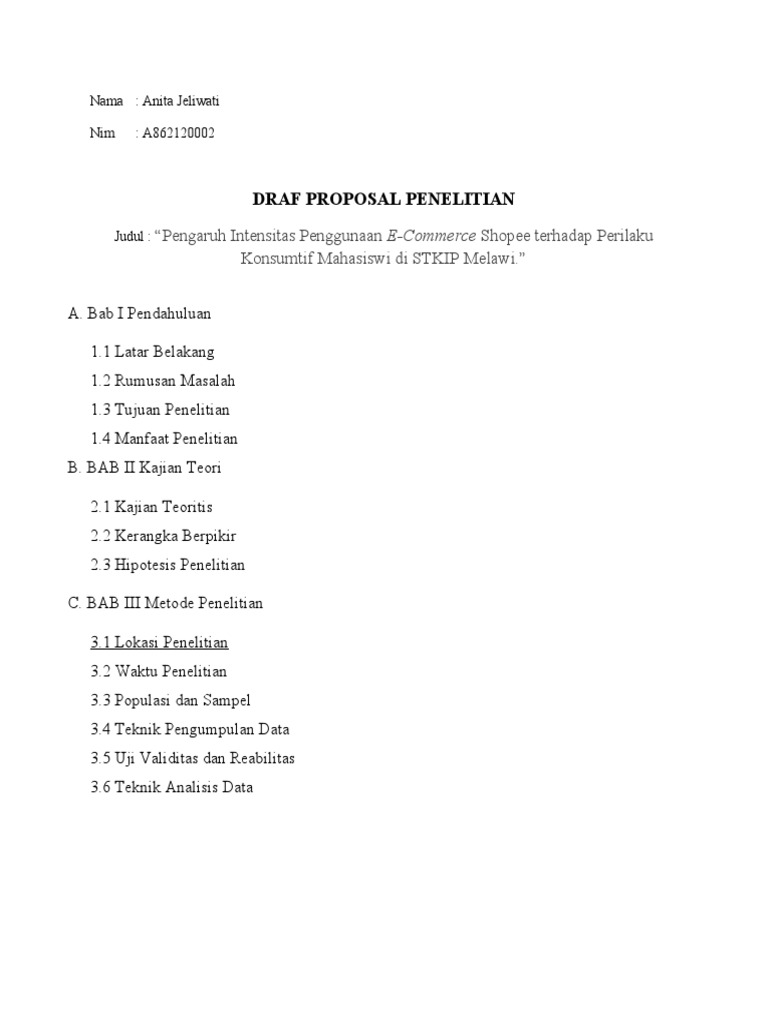 Draf Proposal Anita Jeliwati | PDF