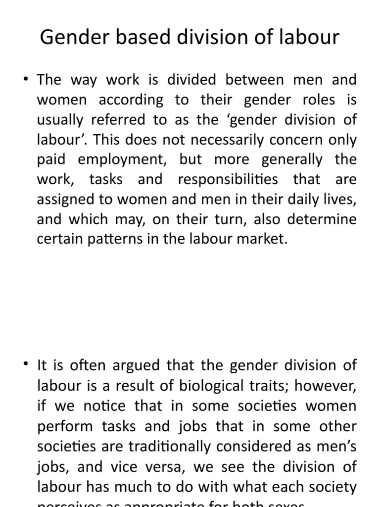 Gender Based Division of Labour | PDF | Employment | Gender