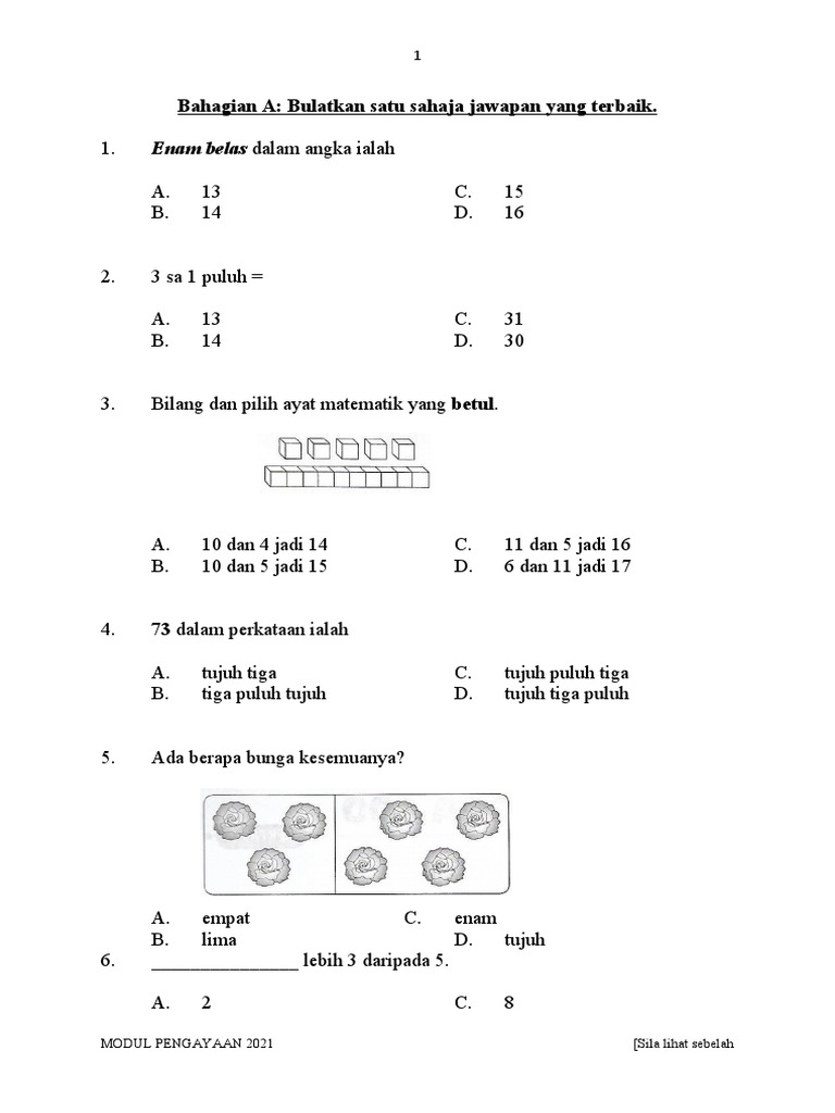 Modul Pengayaan Matematik T1 2021 | PDF