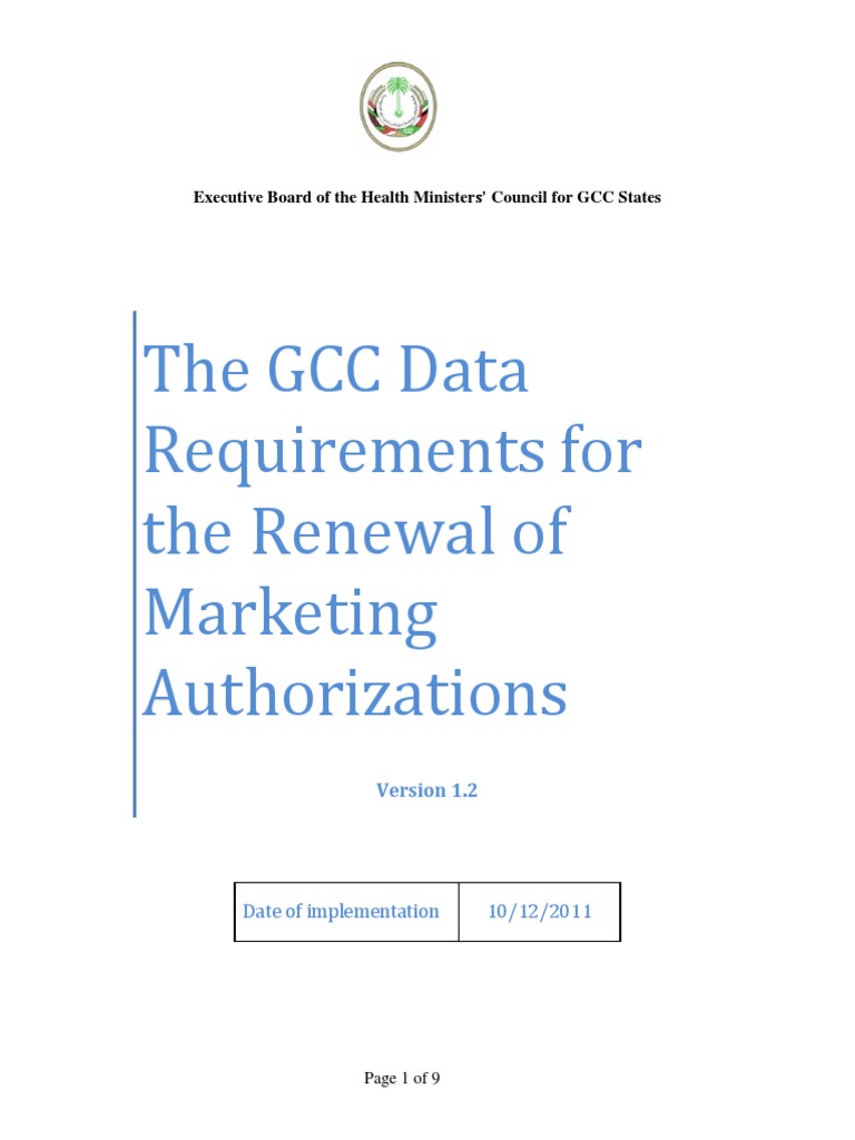 The GCC Data Requirments For The Renewal of Marketing Authorizations ...