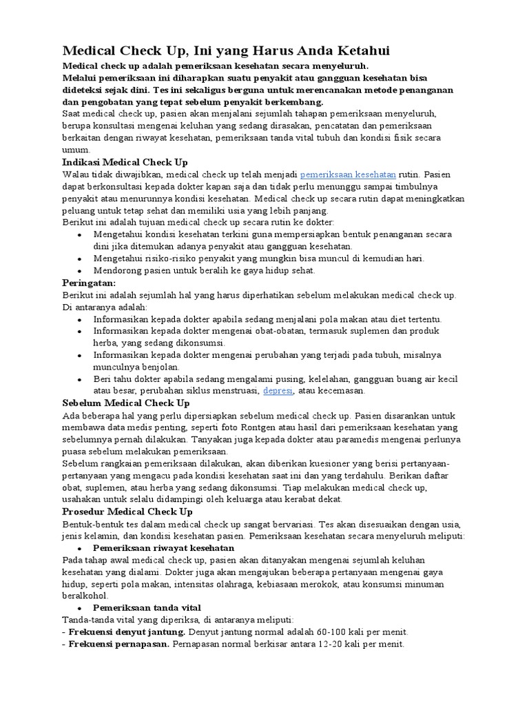Medical Check Up | PDF