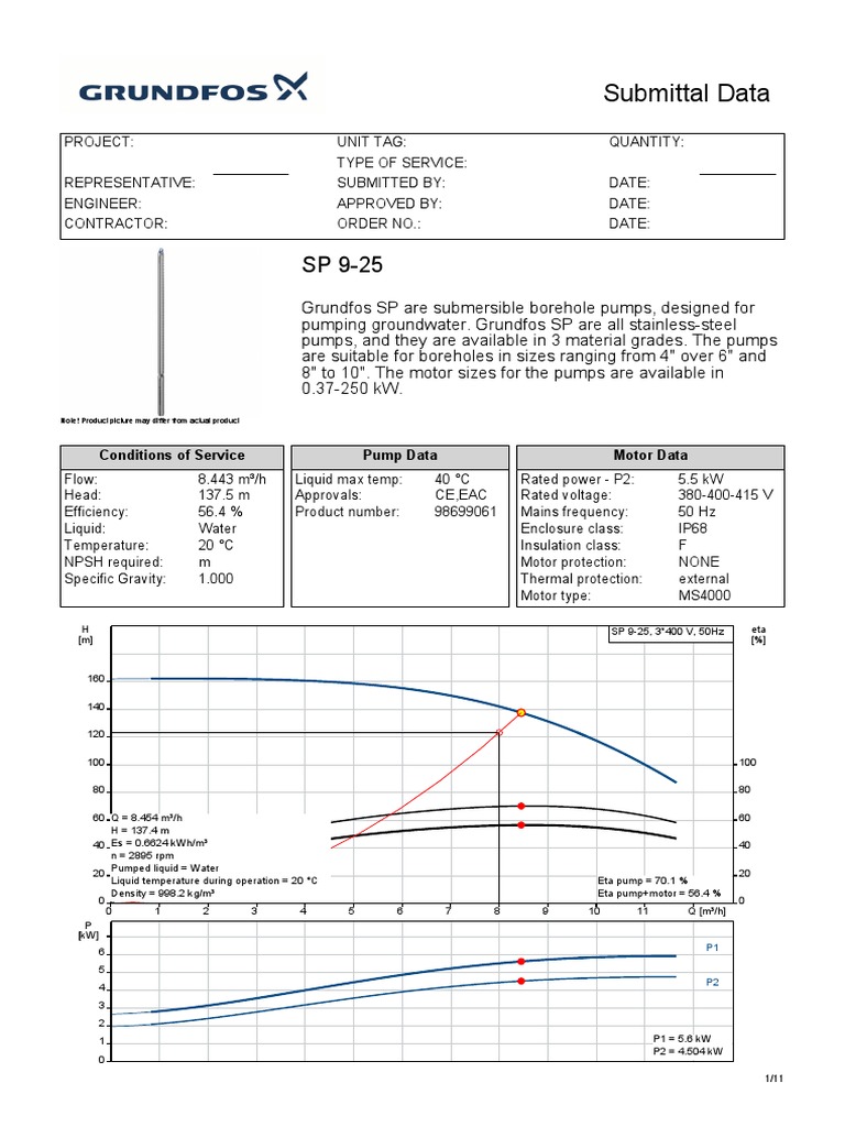 SP - 925-Submersible Pump | PDF | Pump | Electric Motor