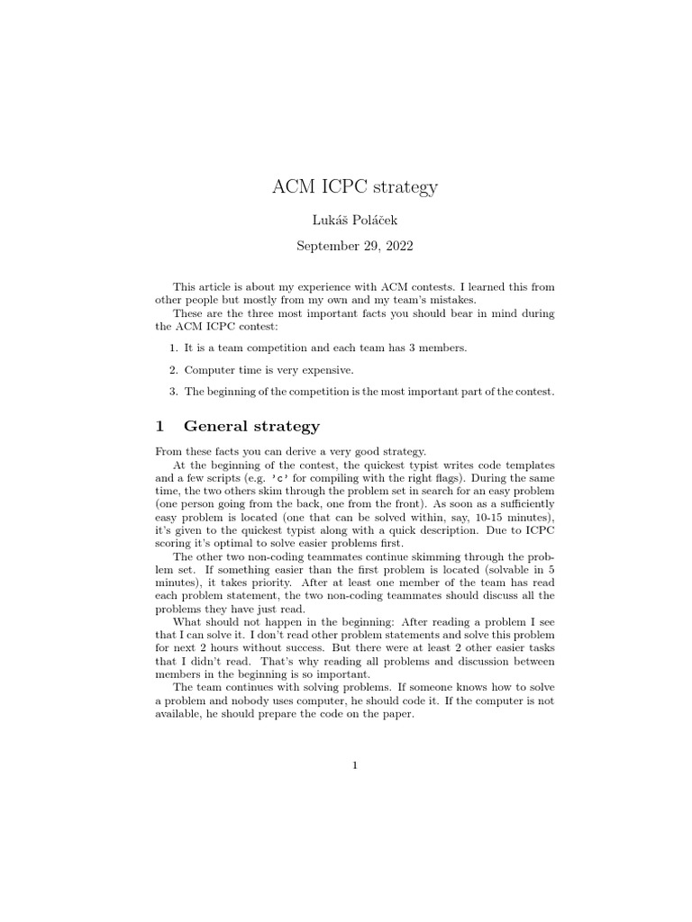 Icpc Strategy Pdf Debugging Computer Science 