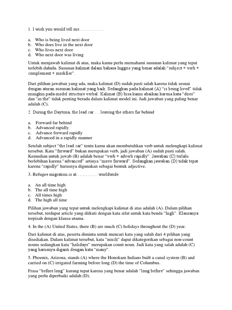 Contoh Soal Toefl | PDF