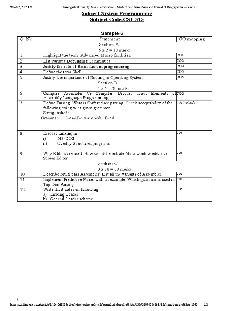 Sample Paper - 2 | PDF | Parsing | Assembly Language