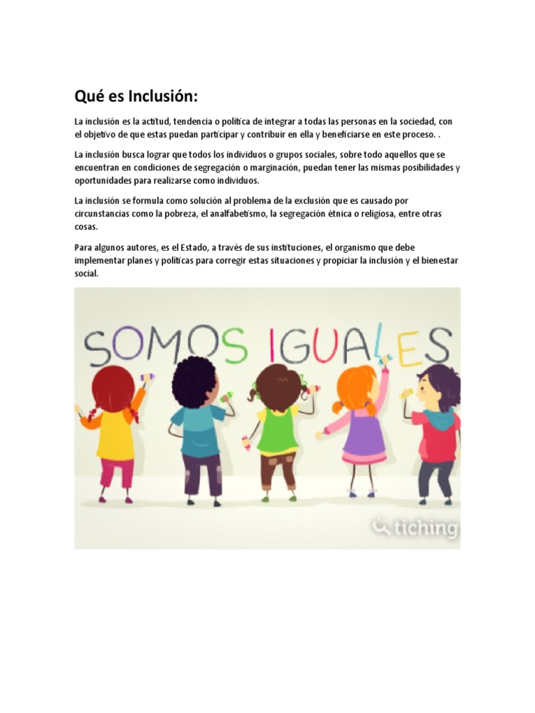 Qué Es Inclusión | Descargar gratis PDF | Inclusión (Educación ...