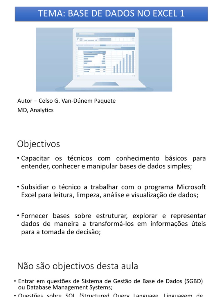 Base de Dados No Excel 1 | PDF | Dados | Bancos de dados