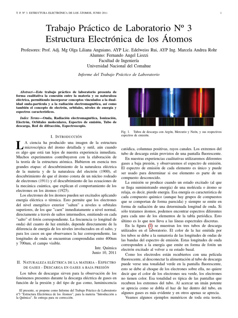 Estructura Electrónica De Los átomos Pdf