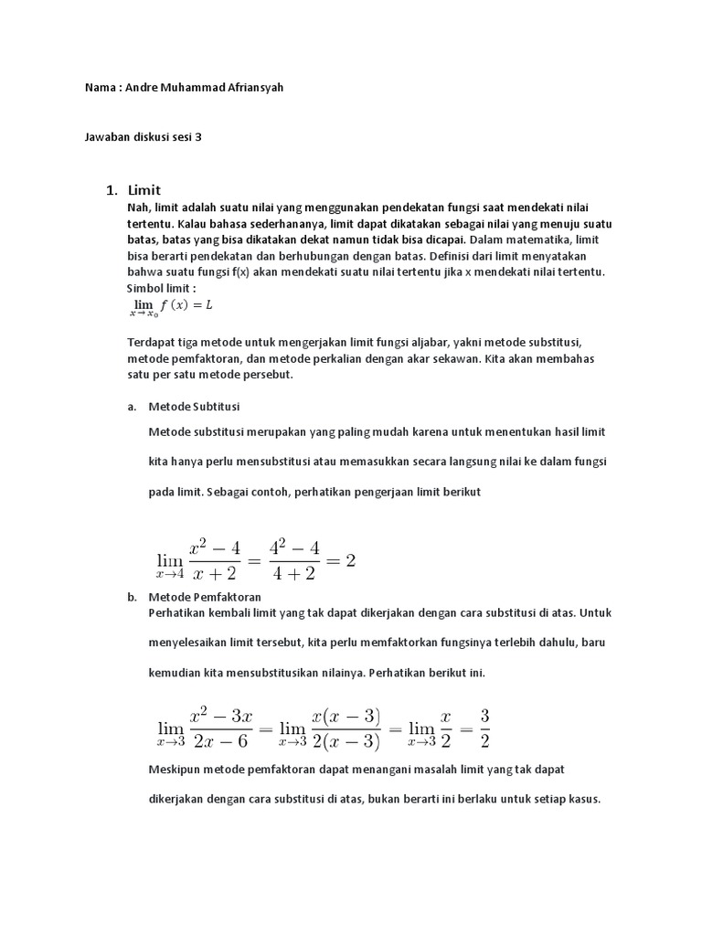 Jawaban Diskusi Sesi 3 Kalkulus | PDF | Metode & Bahan Ajar