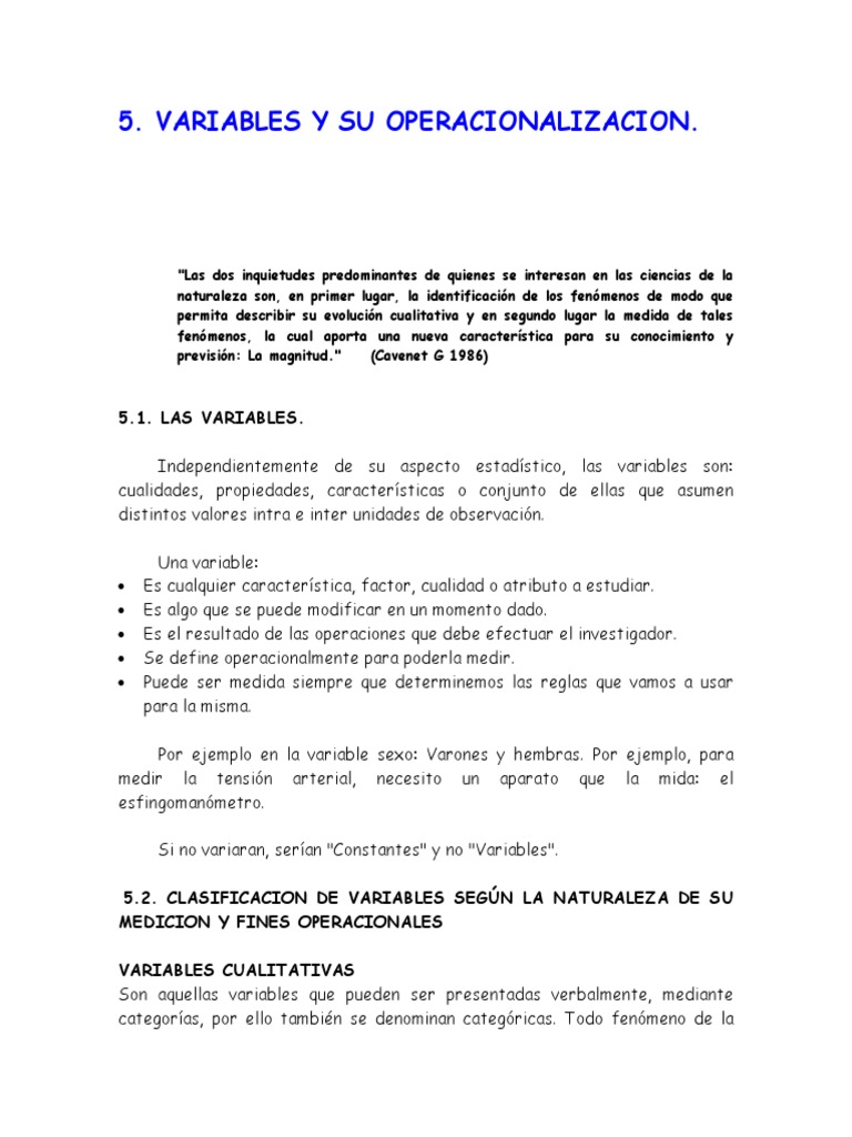 Variables Operacional | PDF | Medición | Concepto