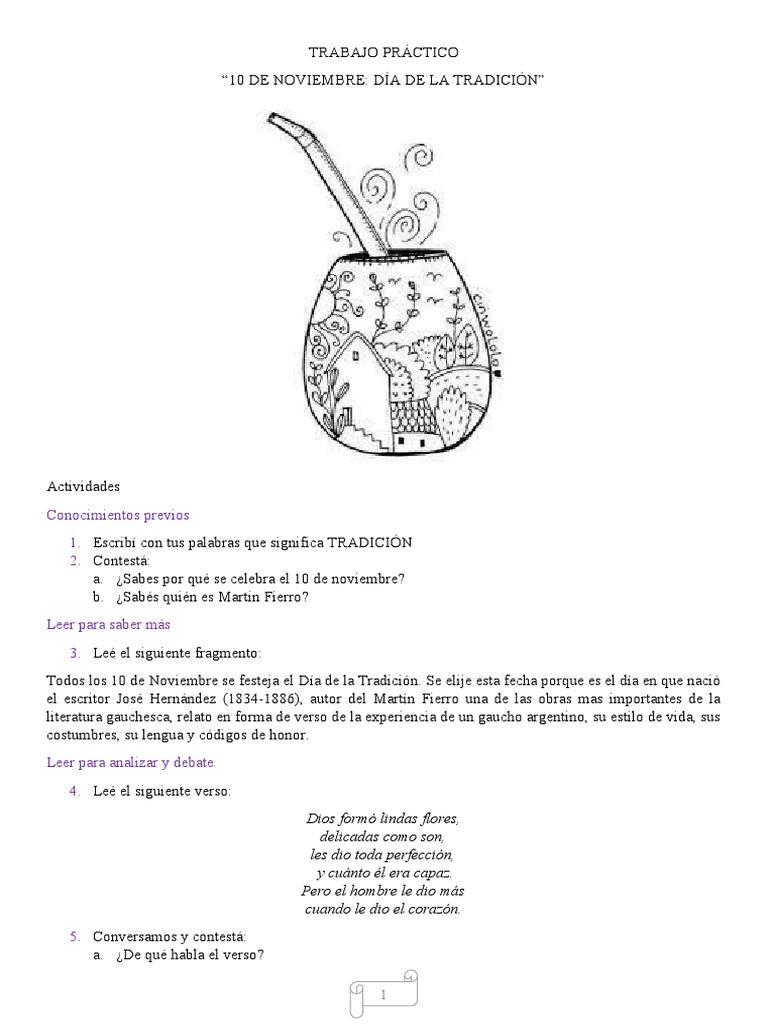 Trabajo Práctico Dia de La Tradicion | PDF
