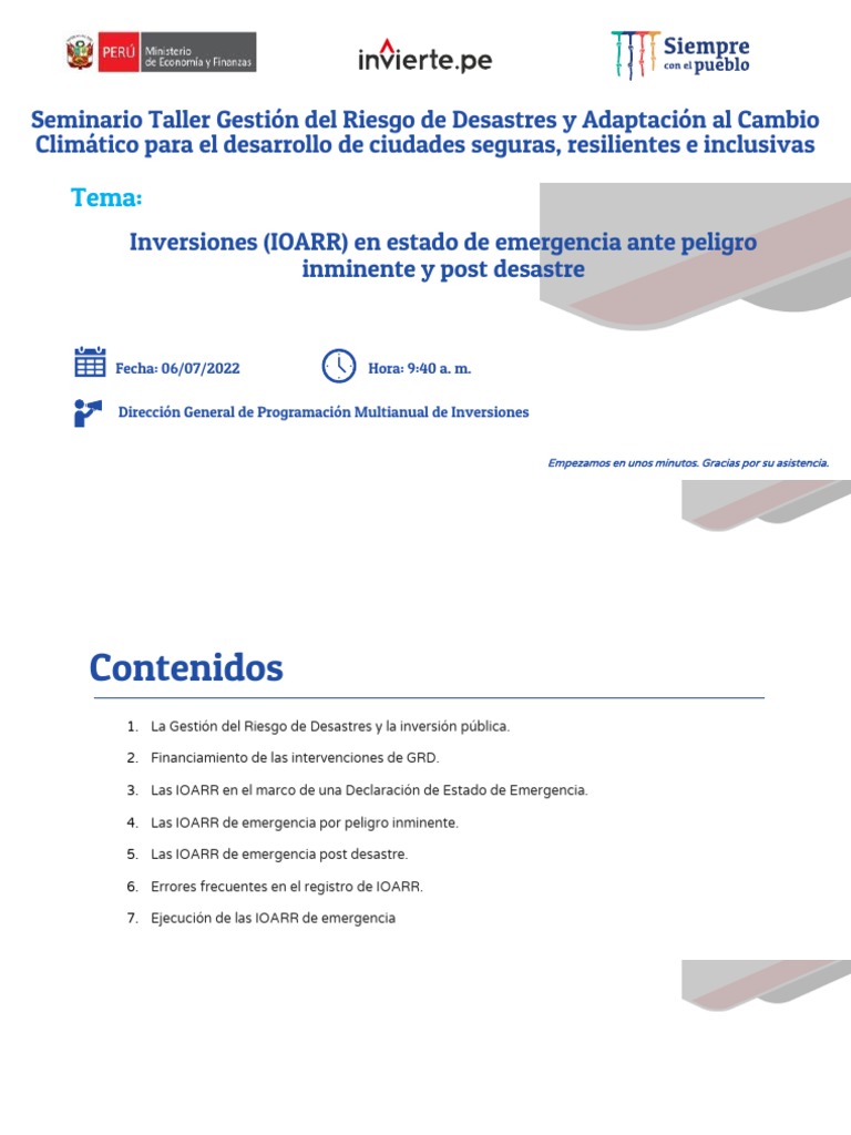 Inversiones (IOARR) en Estado de Emergencia Ante Peligro Inminente y ...