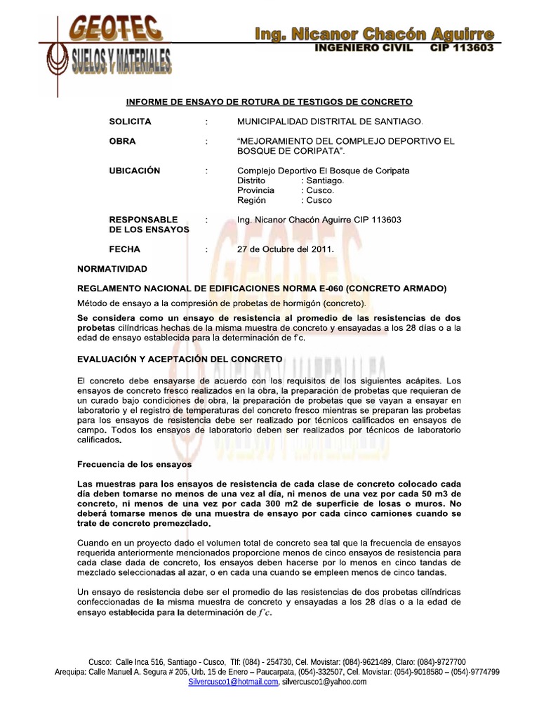 Informe de Rotura | PDF