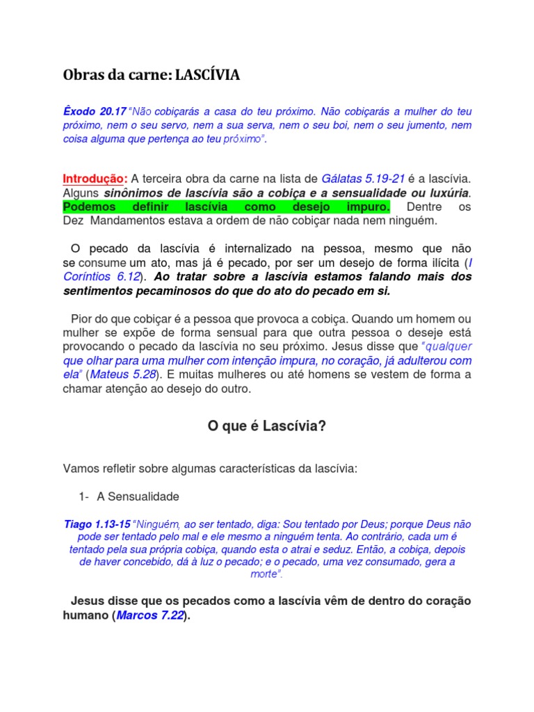 O que é Lascívia? Uma análise bíblica das características e ...