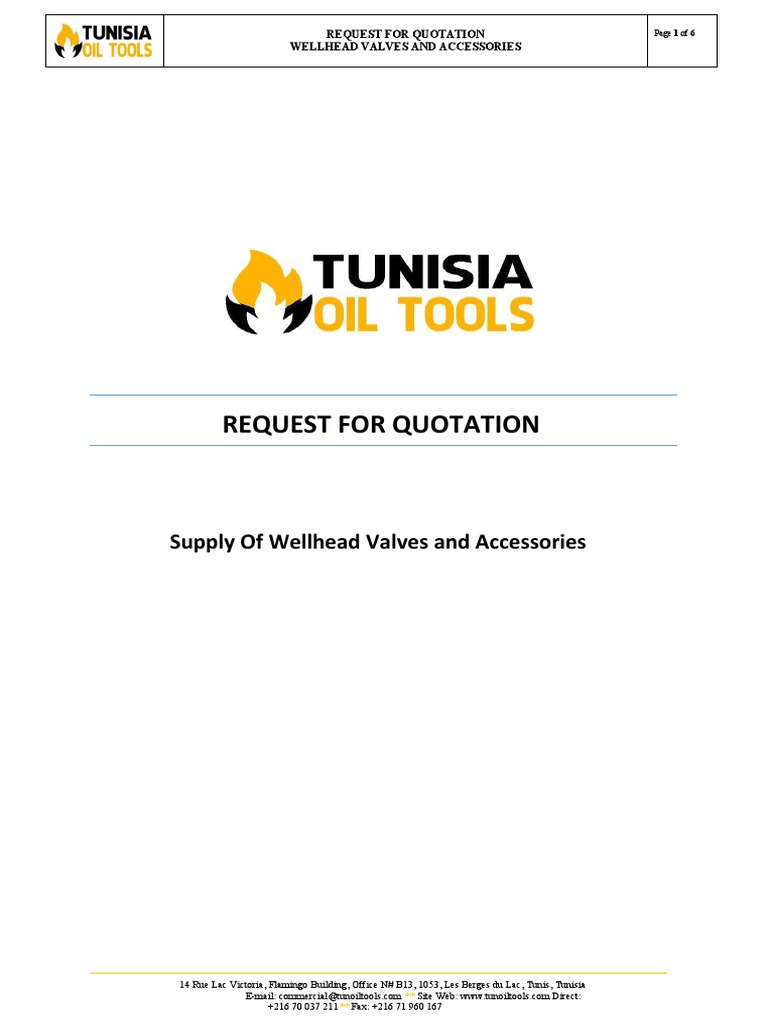 RFQ - Wellhead VALVES and Accessories | PDF | Specification (Technical Standard)