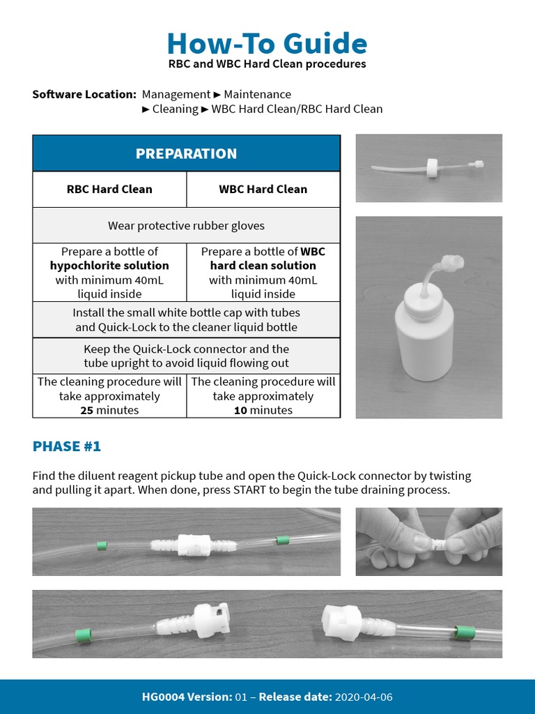 HG0004v01 RBC and WBC Hard Clean Procedures Screen | PDF