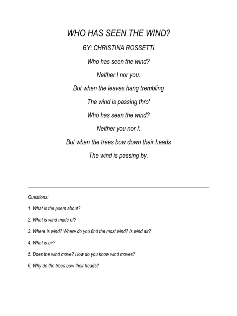 Who Has Seen The Wind Poem | PDF | Poetry