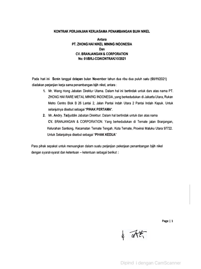 Contoh Kontrak Kerjasama Pdf