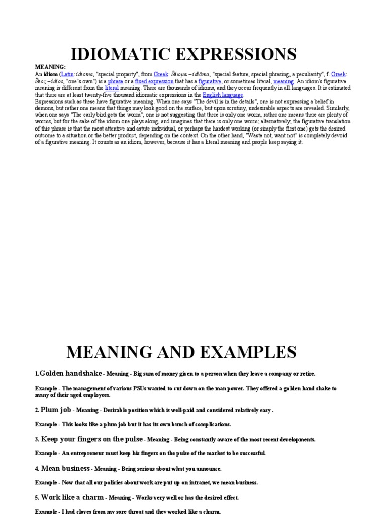 Idiomatic Expressions | PDF | Idiom | Linguistics
