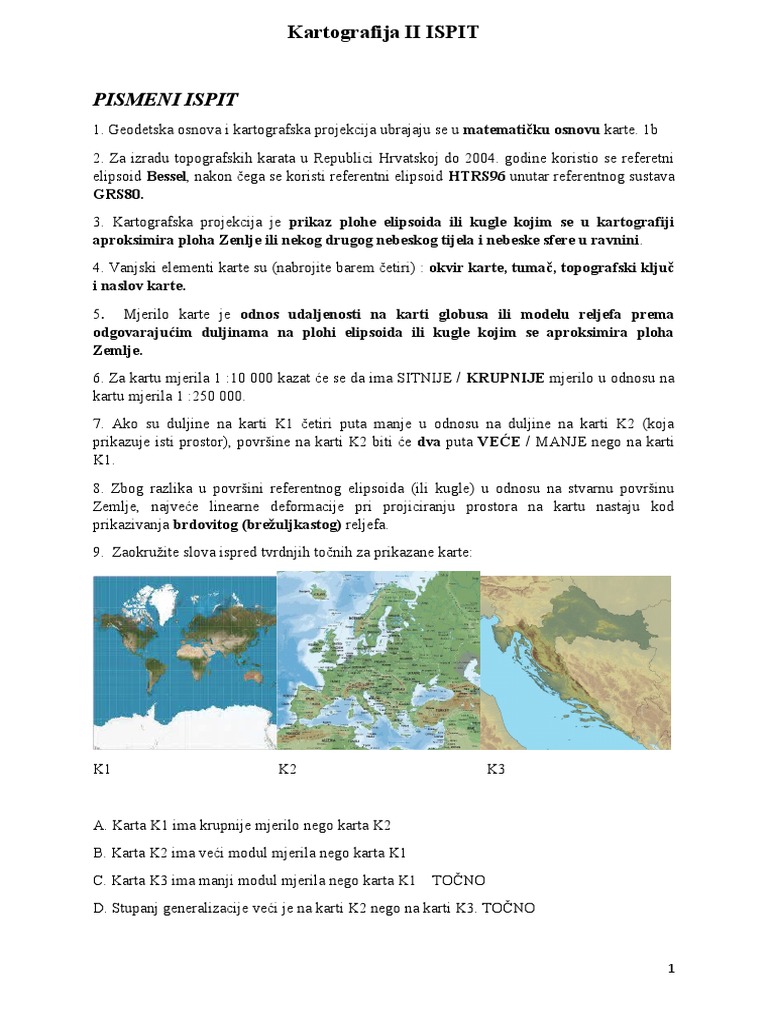 Kartografija Ispit I Vježbe | PDF