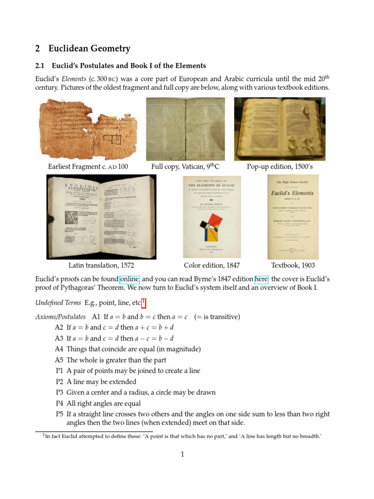 Euclid's Postulates and Geometry Basics | PDF | Line (Geometry ...