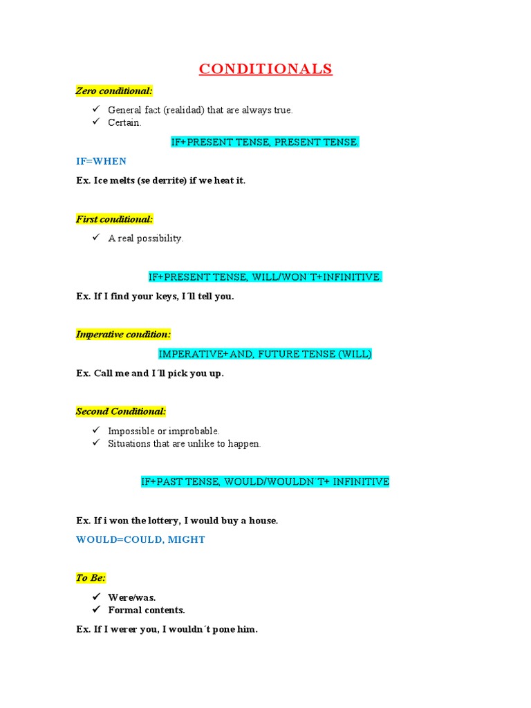 CONDITIONALS | PDF | Grammatical Tense | Syntax