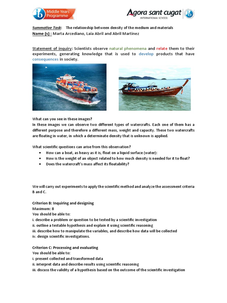 Lab Report 1 DENSITY | PDF | Scientific Method | Hypothesis