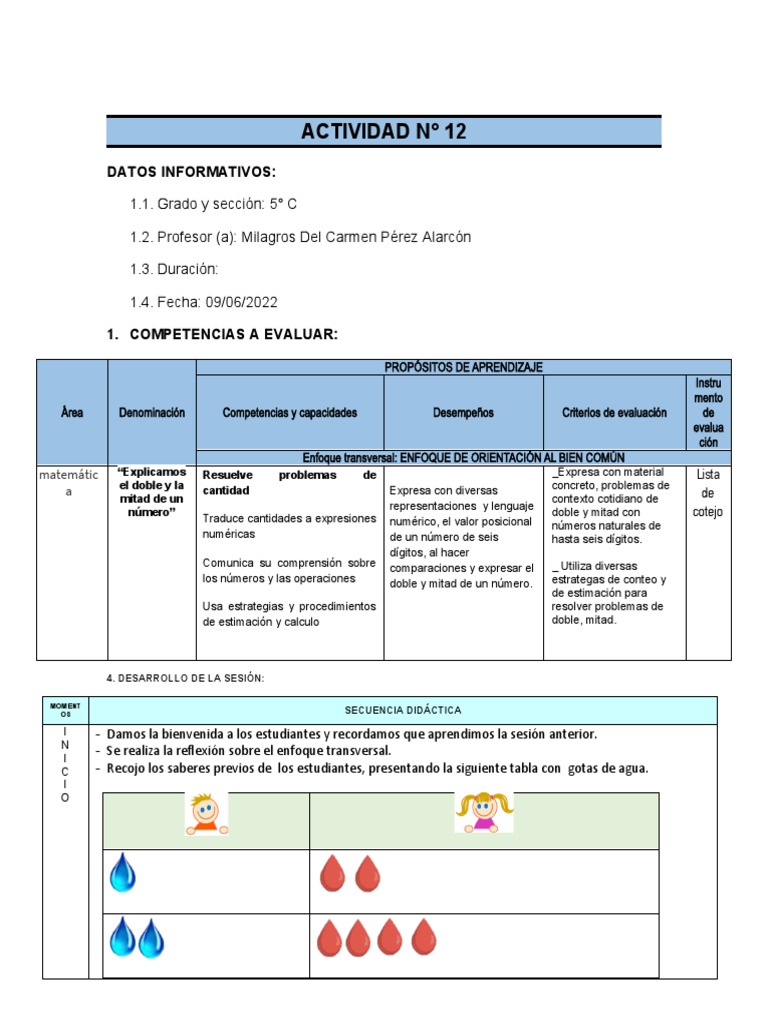 Sesion Doble y Mitad | PDF | Evaluación | Aprendizaje
