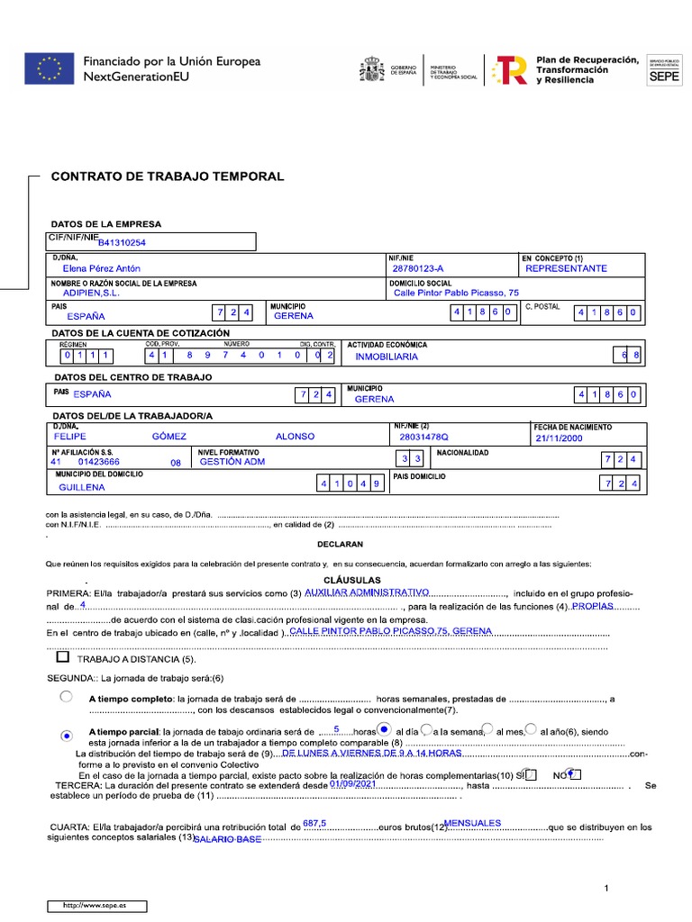 Contrato Temporal | PDF