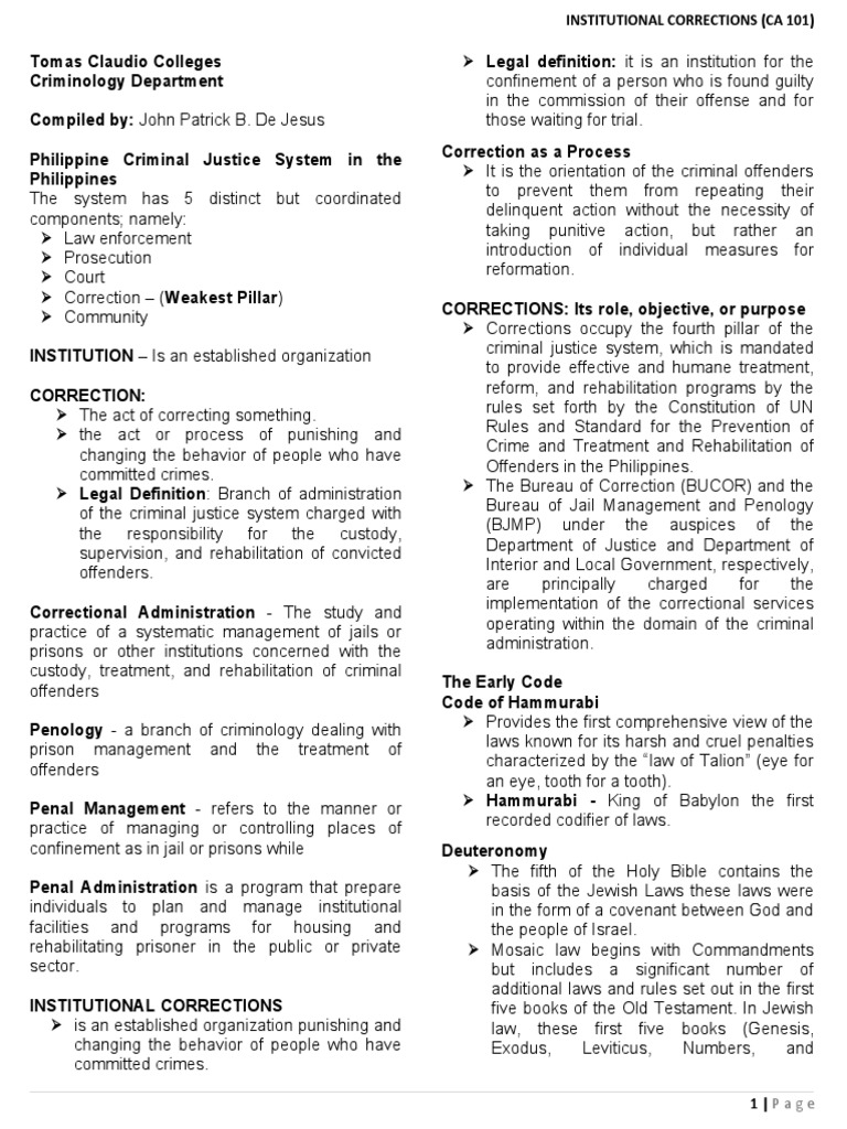 CA 101 Notes | PDF | Prison | Crimes