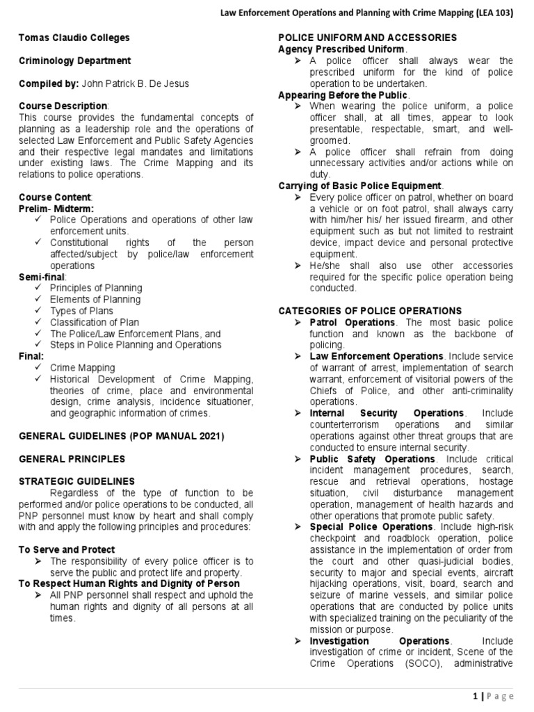 LEA 103 Notes | PDF | Police | Search Warrant