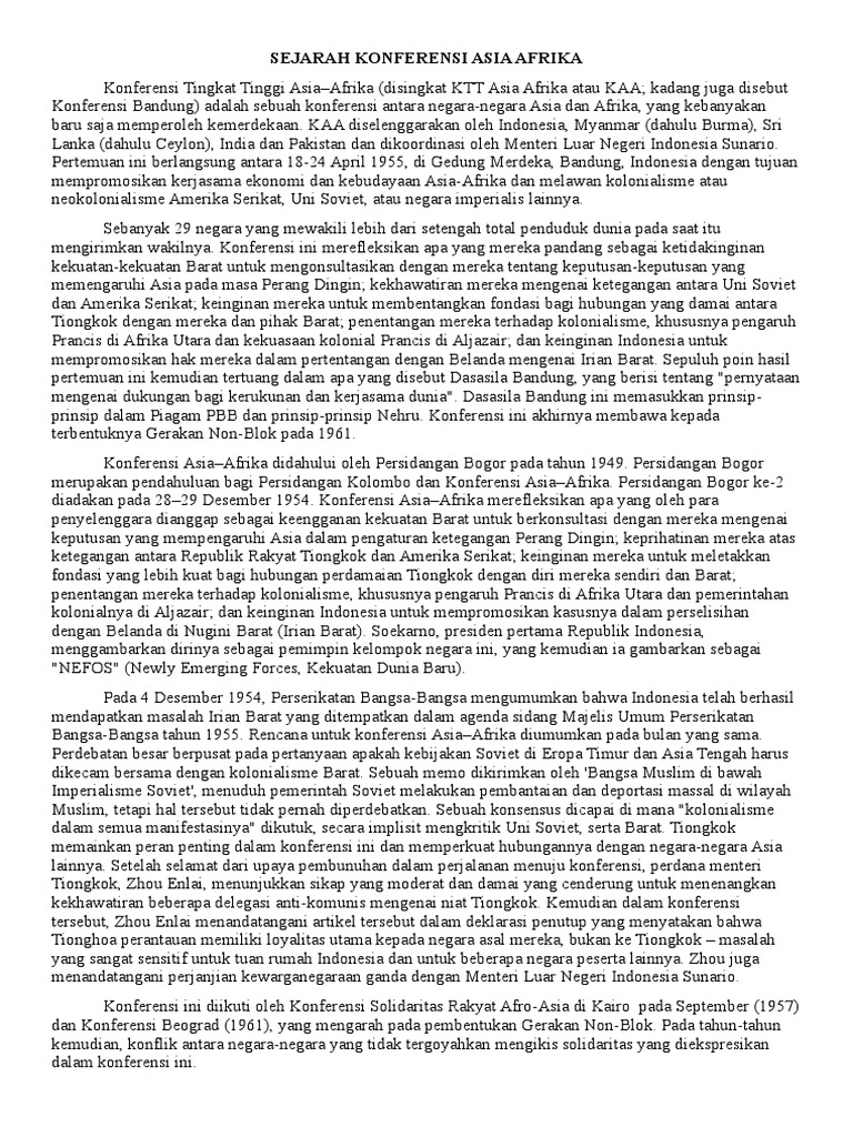 Sejarah Konferensi Asia Afrika | PDF | Politik
