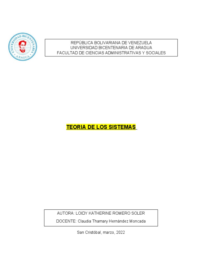 Teoria de Los Sistemas | PDF | Sistema | Teoría de sistemas