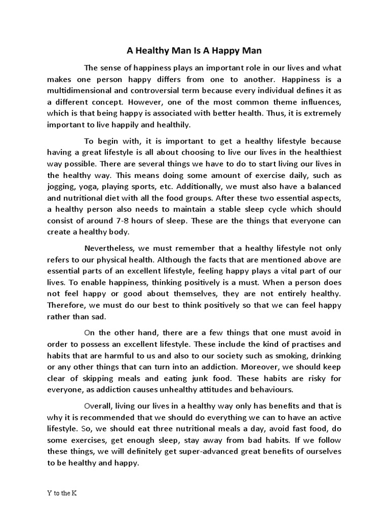 A Healthy Man Is A Happy Man | PDF | Determinants Of Health ...