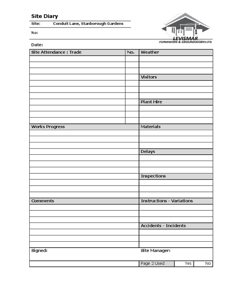 Site Diary Template | PDF