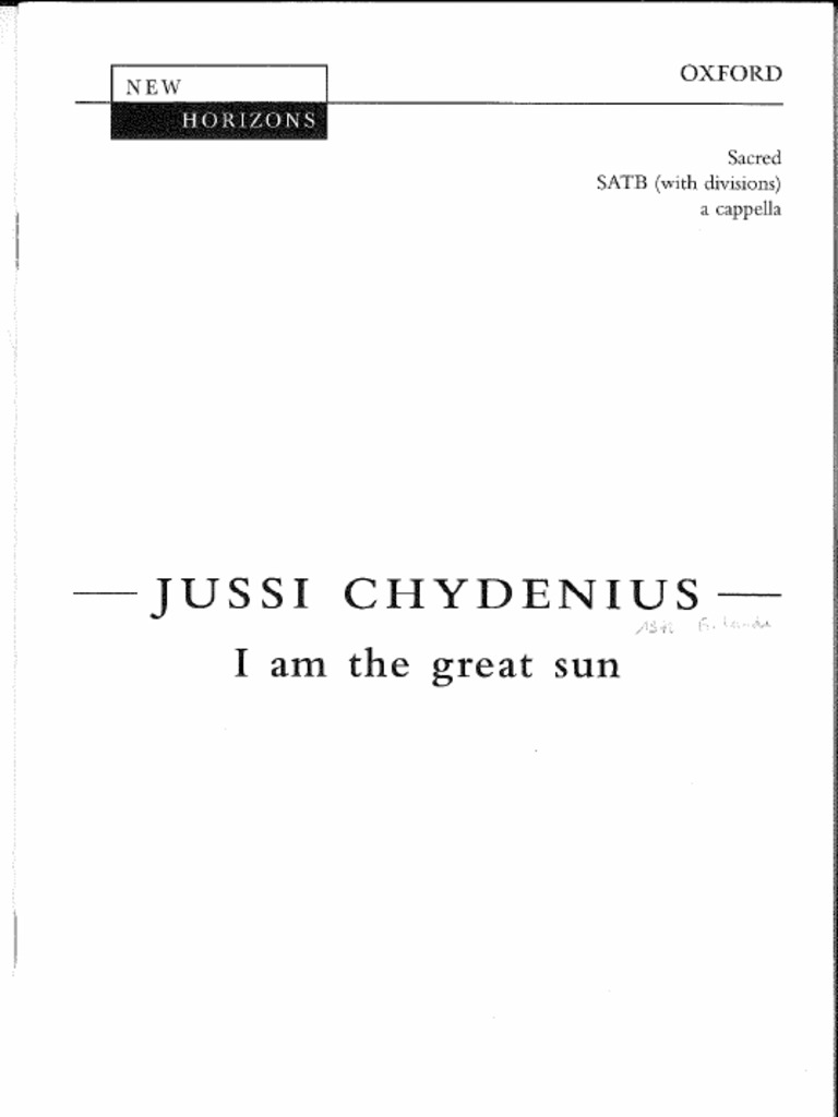 Chydenius I Am The Great Sun | PDF