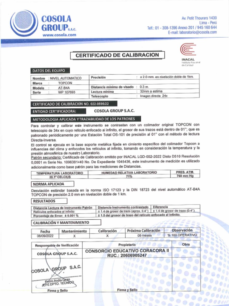 Cert Cal Nivel 06-09-22 | PDF